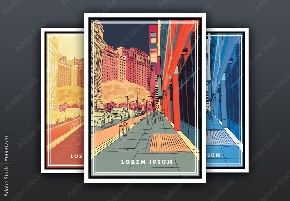 City Sights Flyer Set Stock Template | Adobe Stock