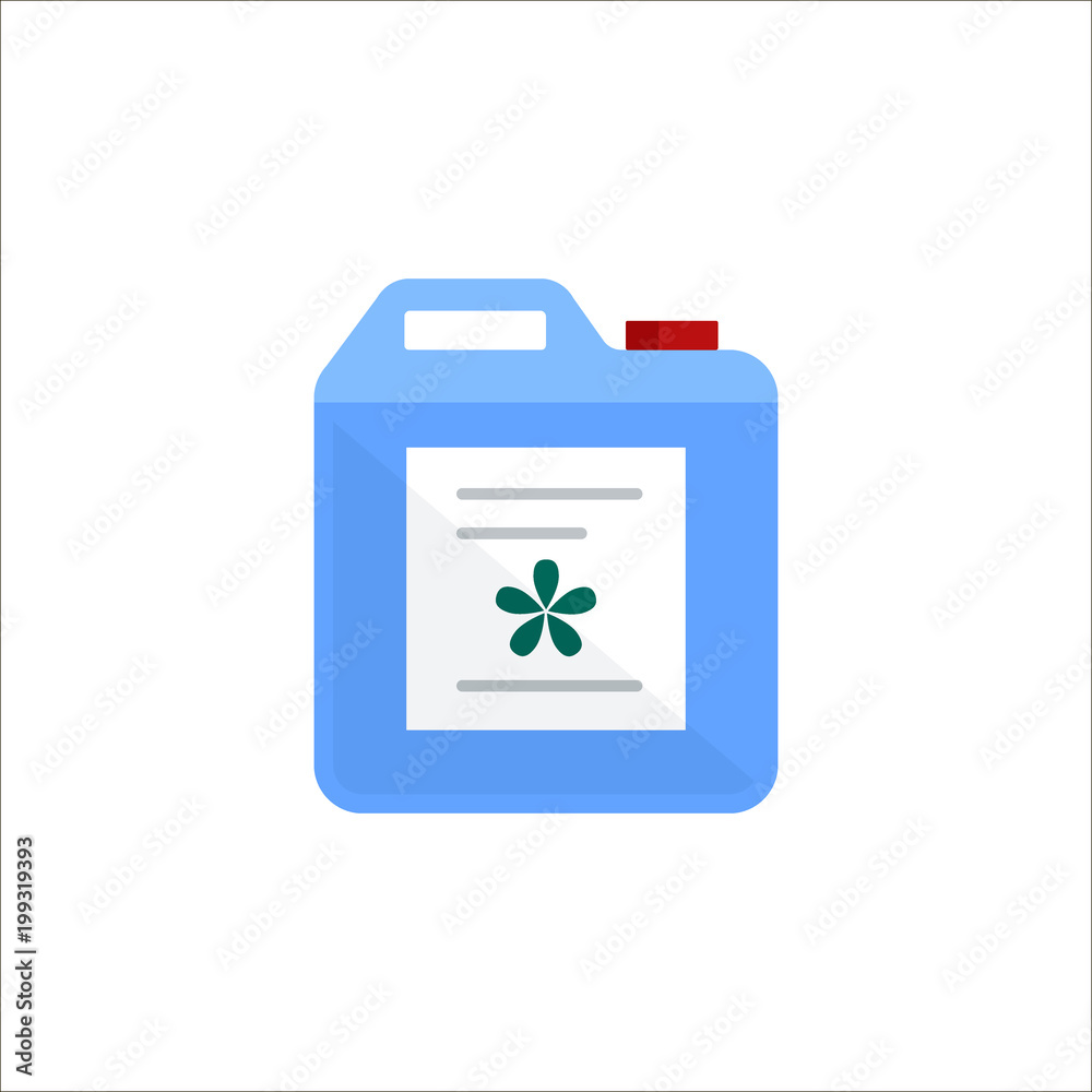 Blue plastic can isolated on white background. Cleaning service logo ...