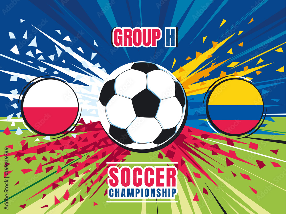 Soccer world champion ship match splash screen. Poland vs Colombia ...