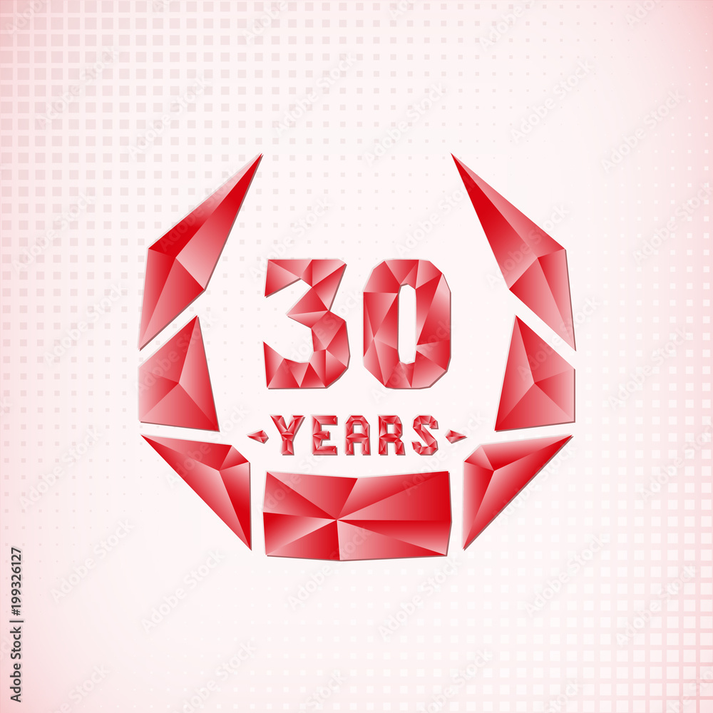 30 years anniversary design template. Low poly design. Stock Vector ...