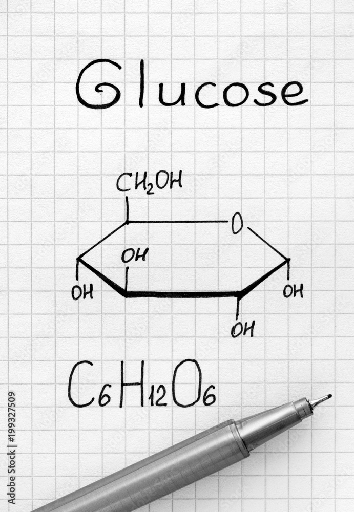 Chemical formula of Glucose with black pen. Stock Photo | Adobe Stock