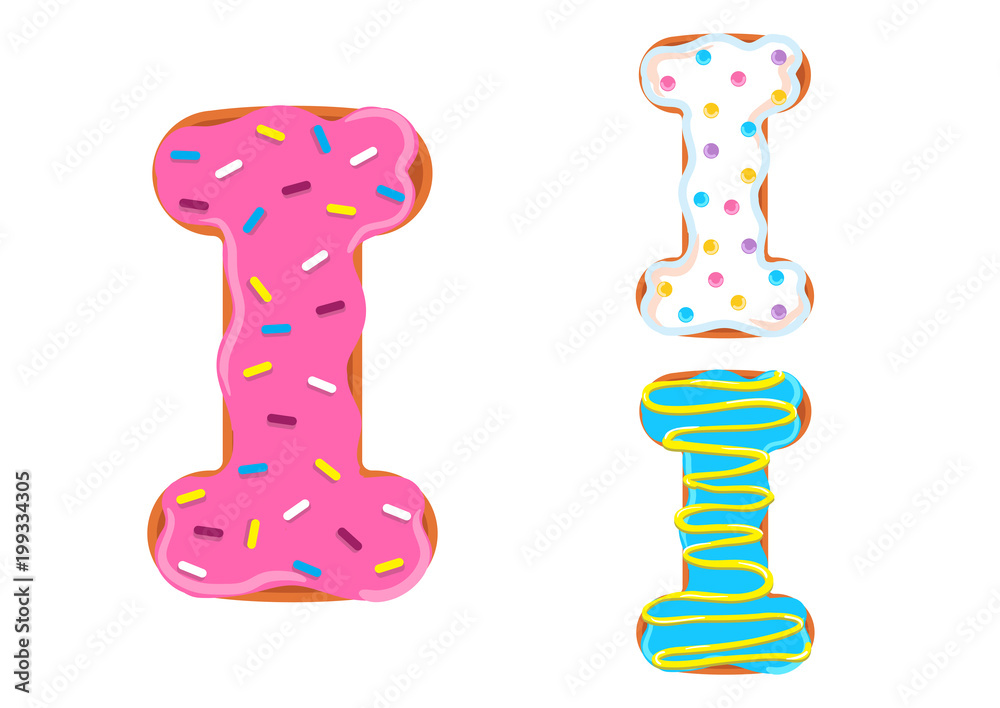 Donut font vector. Letter I Stock Vector | Adobe Stock