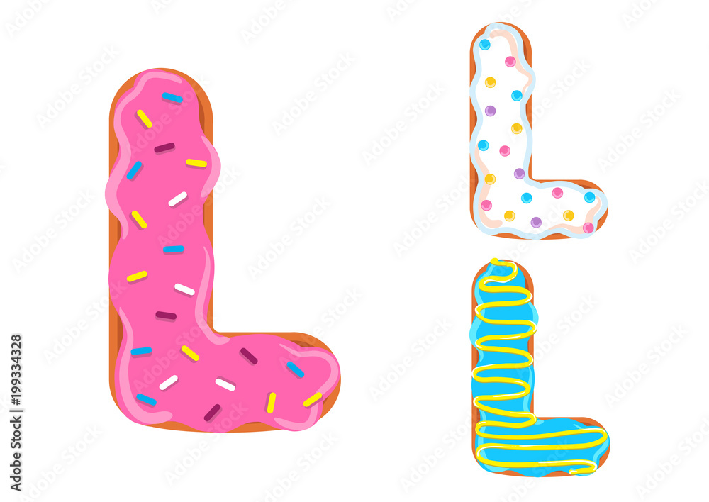 Donut font vector. Letter L Stock Vector | Adobe Stock