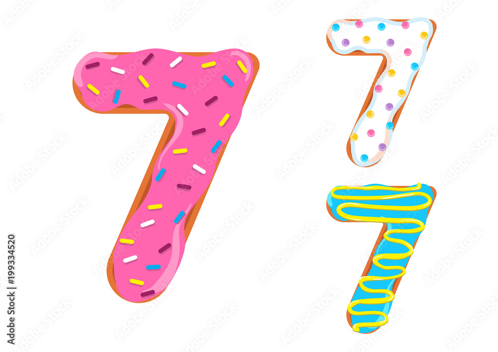Sweet donut font. Number 7 Stock Vector | Adobe Stock