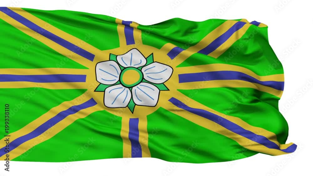 Abbotsford flag, city of Canada, realistic animation isolated on white ...