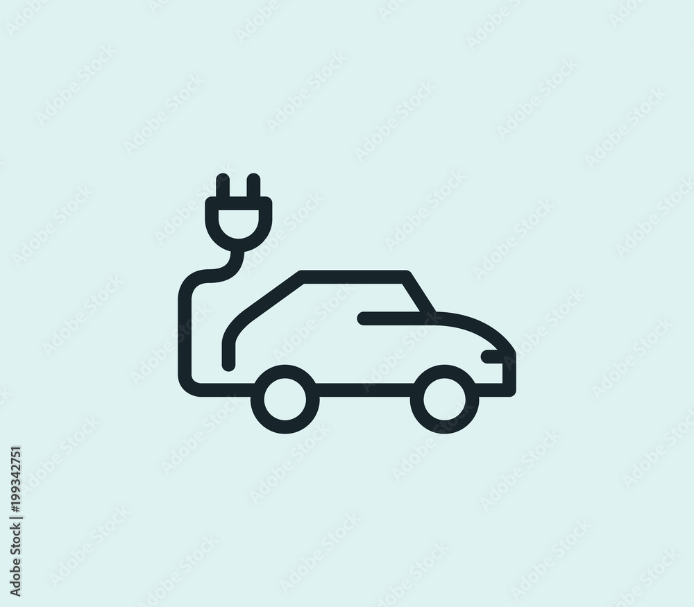 Electrocar icon line isolated on clean background. Electric transport ...