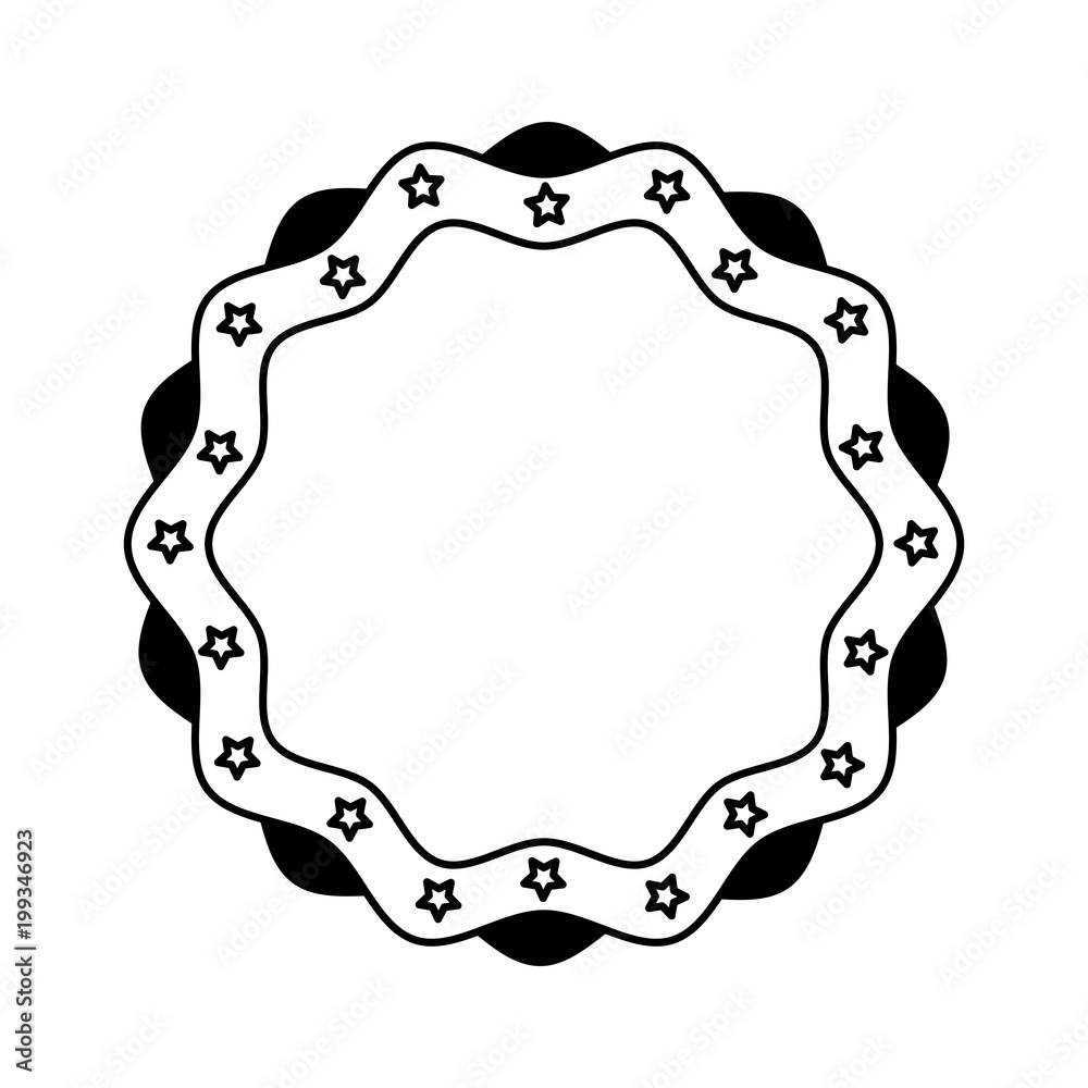 vintage label stars border decoration vector illustration black and ...