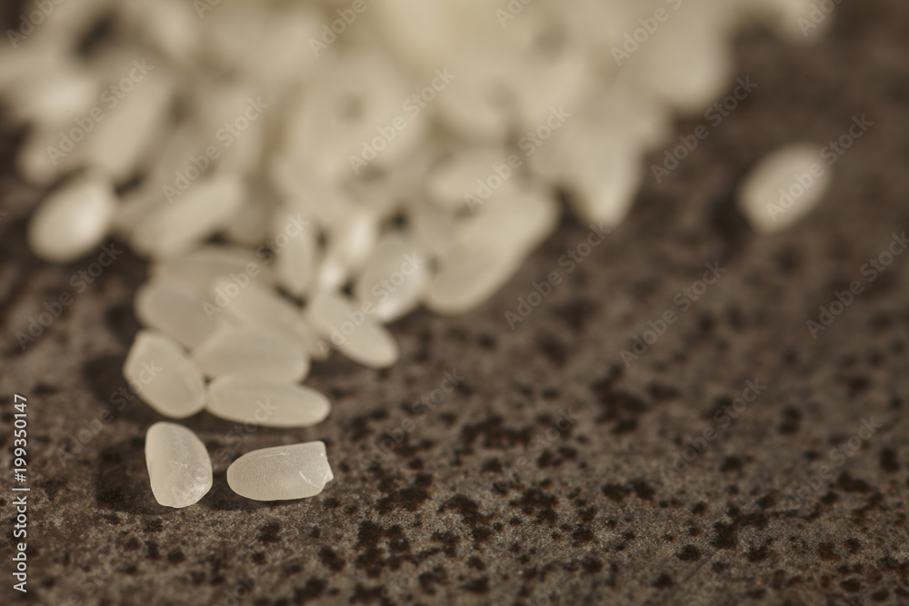 Uncooked short grain white rice, commonly used in Korean and Japanese ...