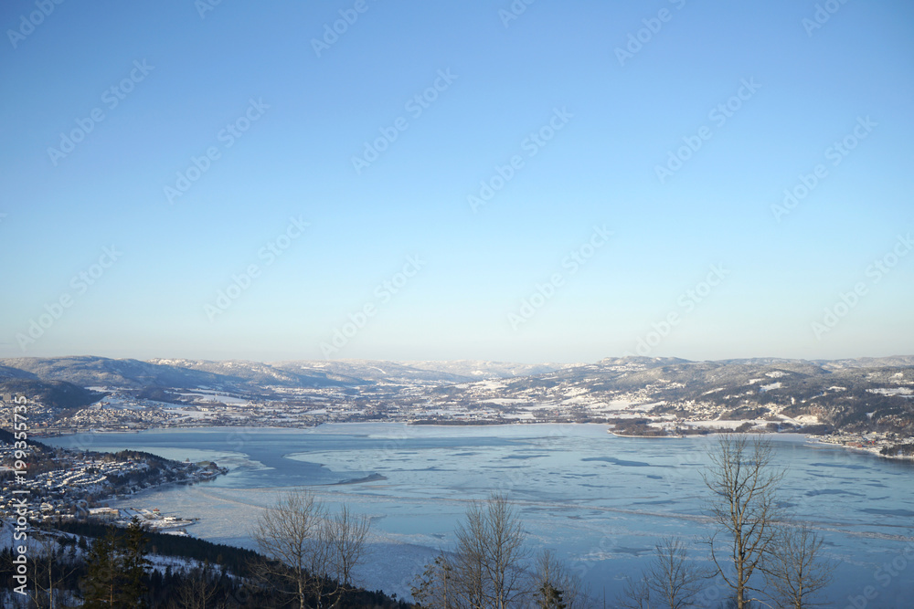 Drammen fjord in winter time. Stock-Foto | Adobe Stock