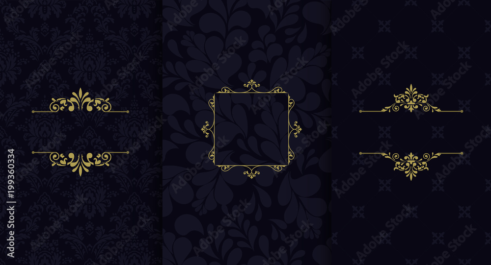 Set of vector elegant patterns. Vintage royal patterns with a label ...