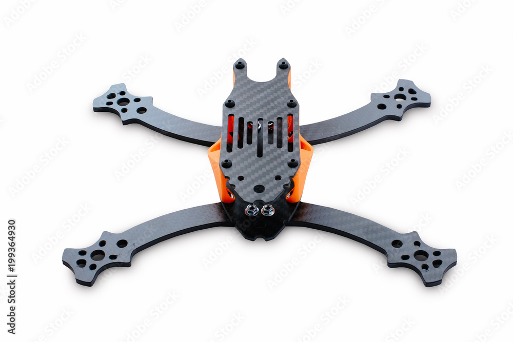 The beginning of the racing drone assembly. Durable frame of an ...