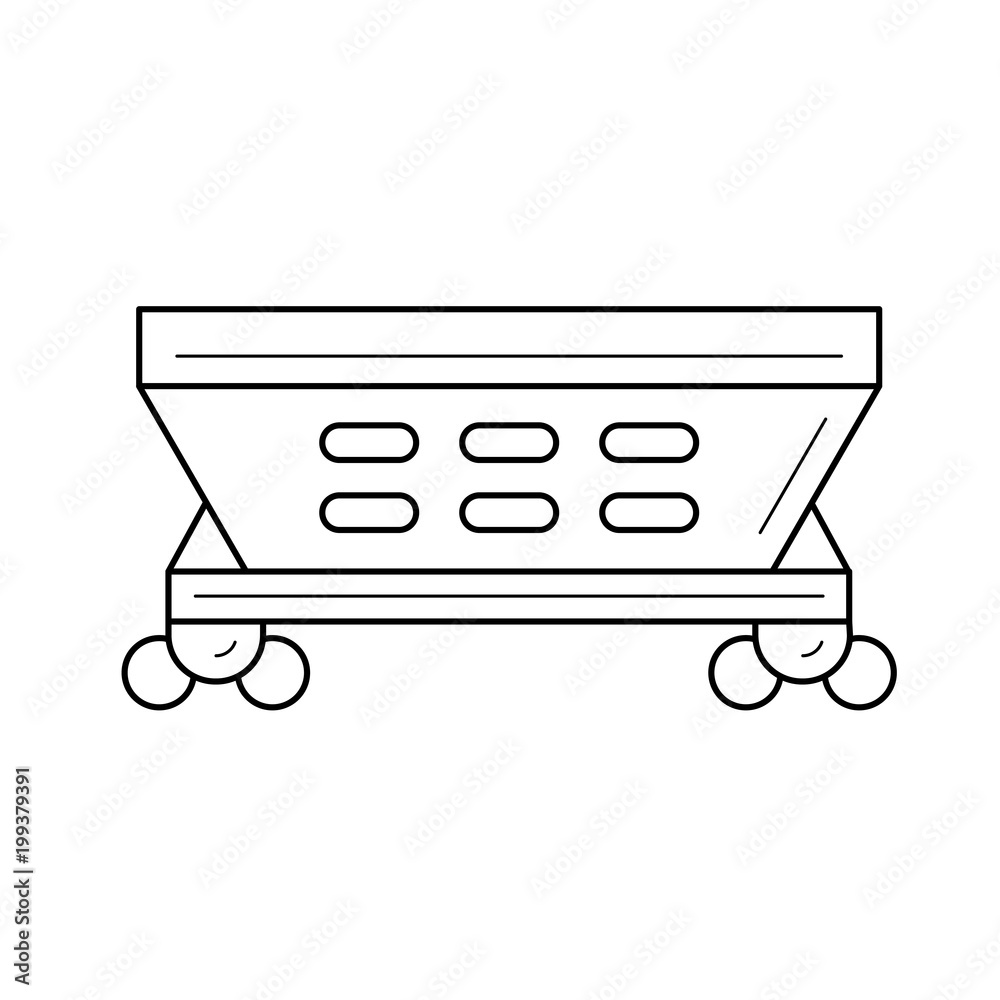 Hopper car vector line icon isolated on white background. Hopper car ...