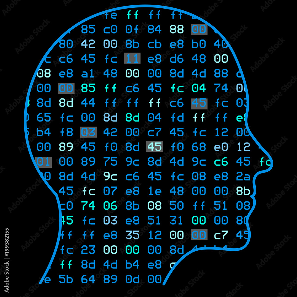 Artificial Intelligence. The image of a human head outline, inside ...