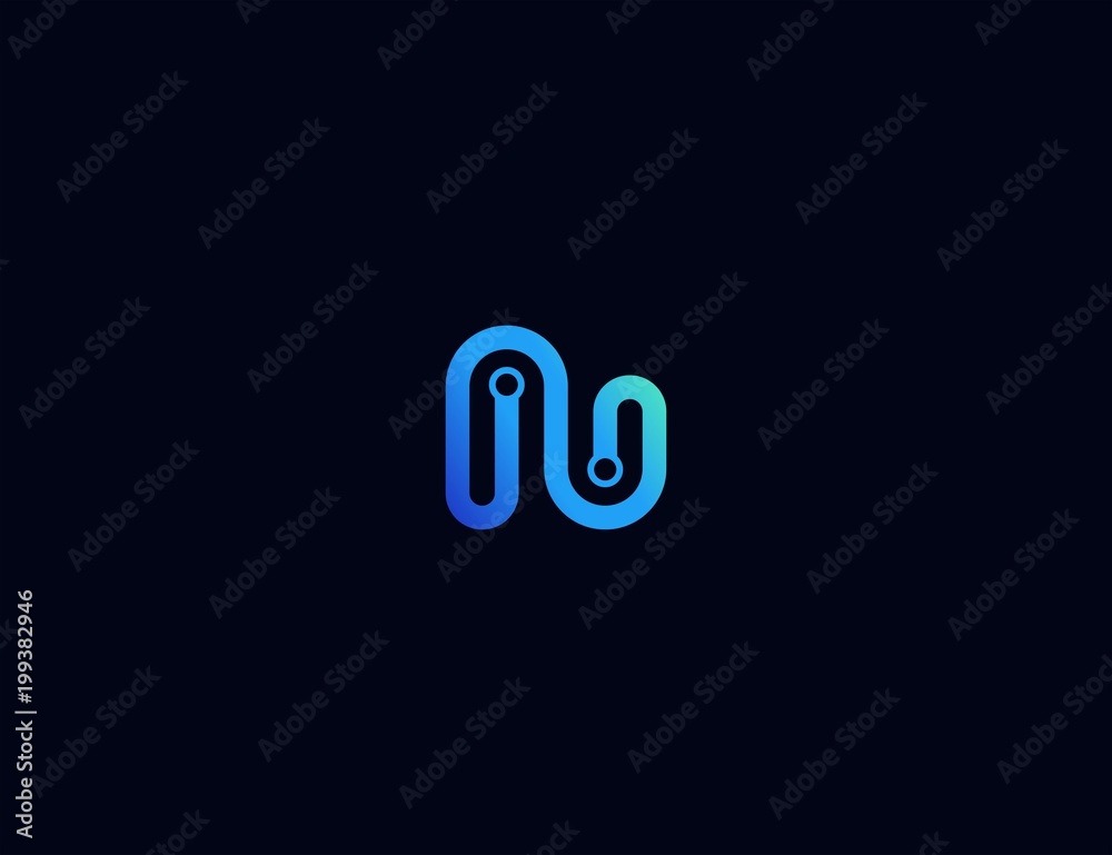 letter N tech logo design template Stock Vector | Adobe Stock