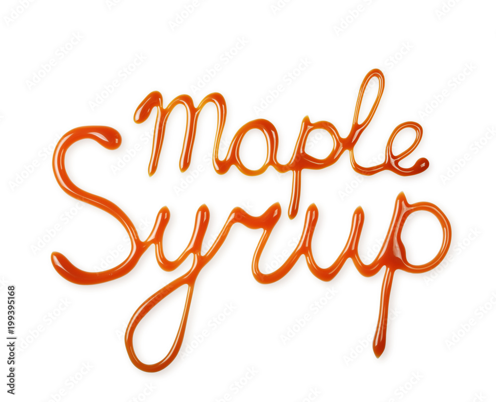 Hand lettering written by liquid maple syrup Stock Photo | Adobe Stock