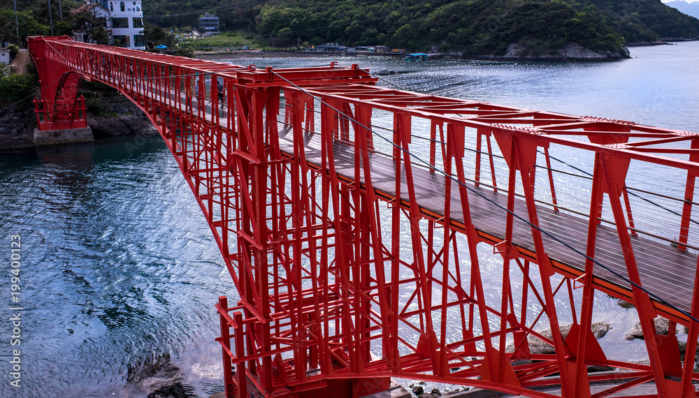 Bridges connecting the island of Changwon, Korea with the land ...