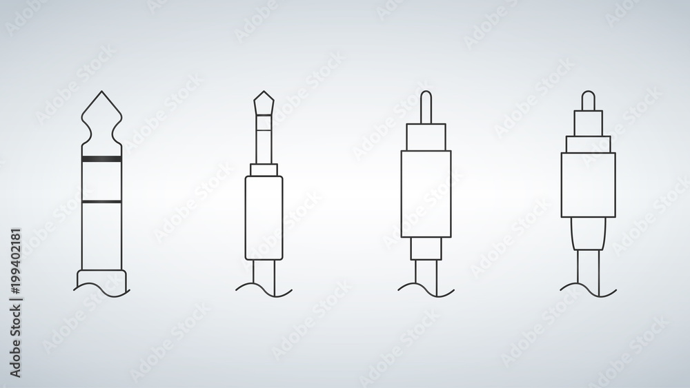 Linear design data, video and audio data cable connectors. vector ...