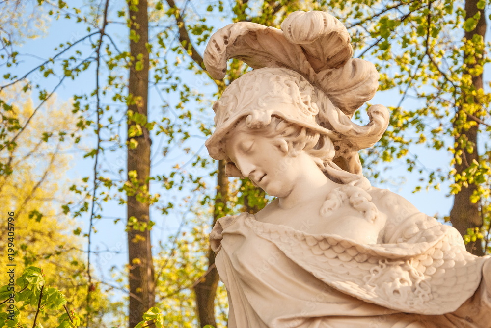 Marble antique sculpture depicts the sleeping goddess of war Athena ...