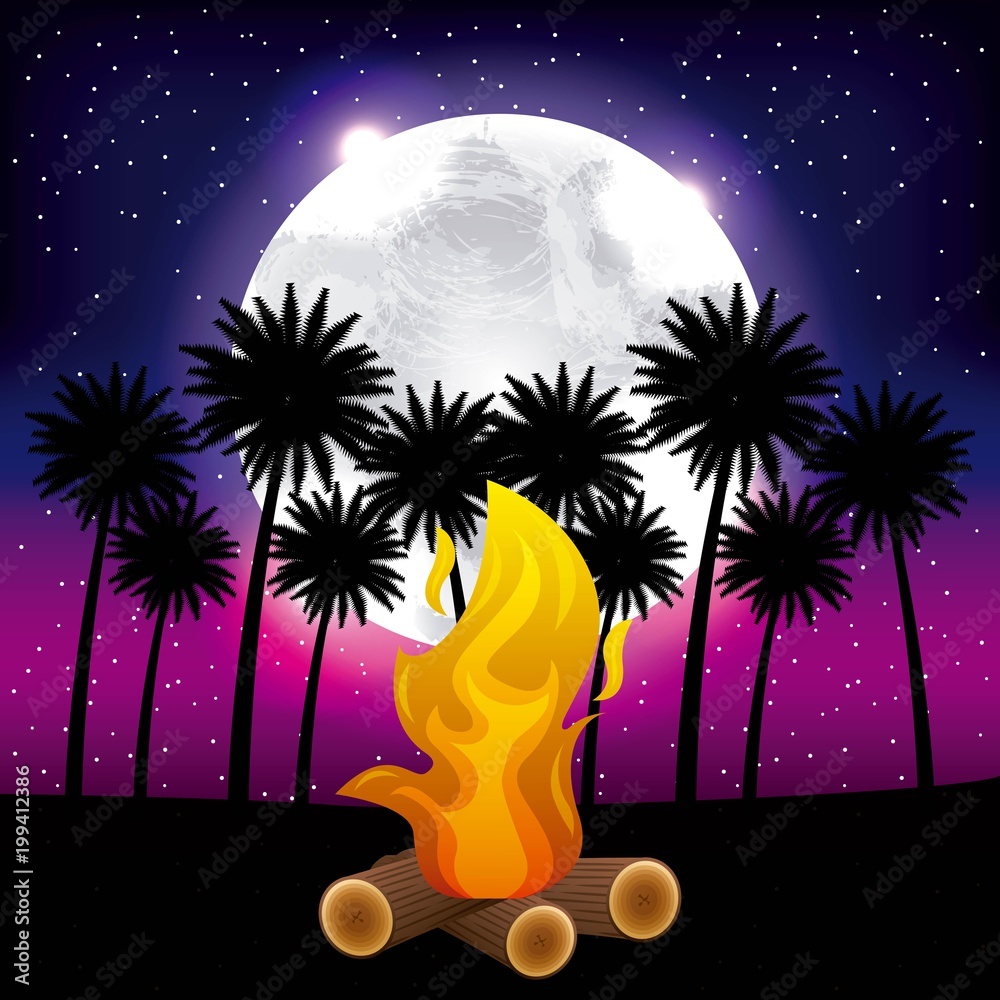 Night Beach Party Fire