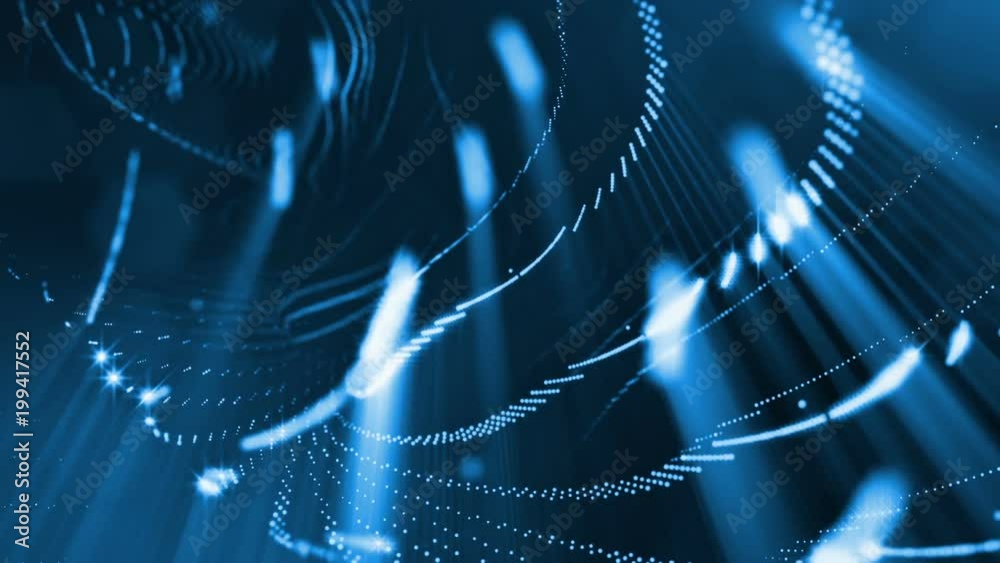 Virtual space with depth of field. Looped holographic background with ...