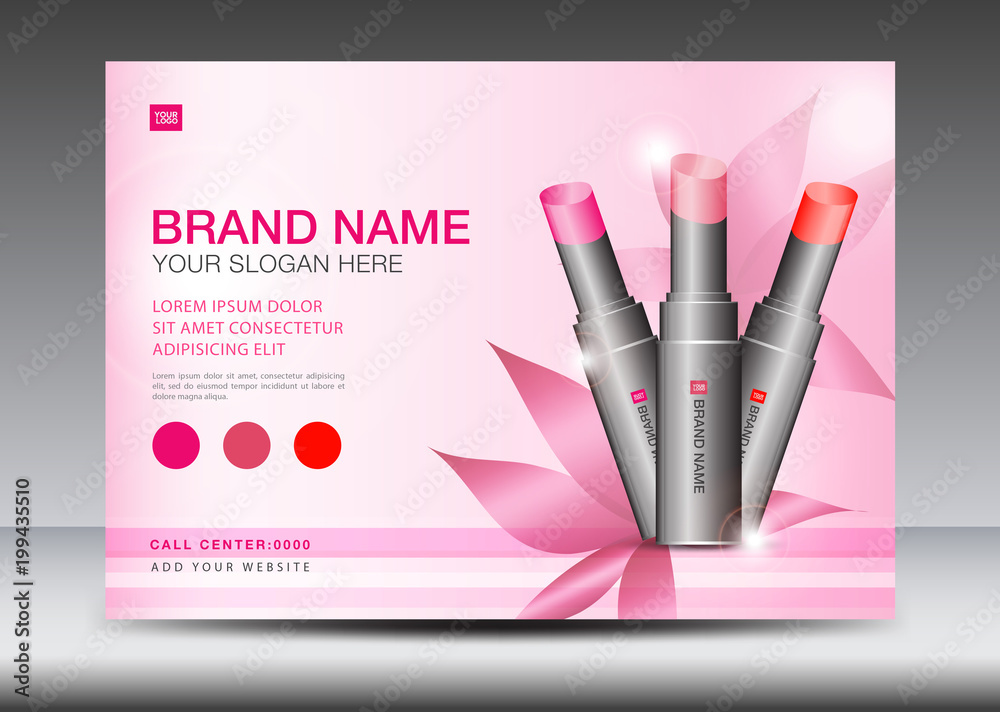 Cosmetics Banner design Template vector illustration, lipstick mask ...