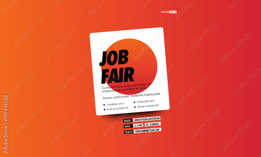 Job Fair Poster Template with Time Date Venue and Ticket Purchase ...