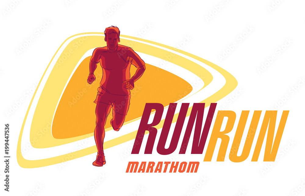 Vector logo silhouette of a runner running forward dynamics power ...