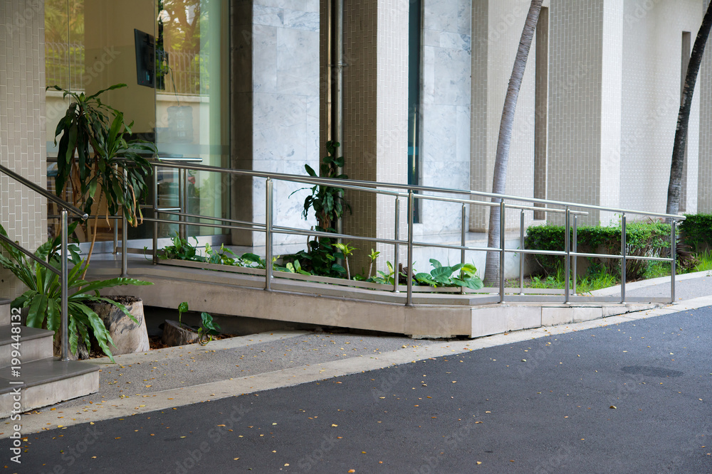 ramp way to support wheelchair disabled people infront of the office ...