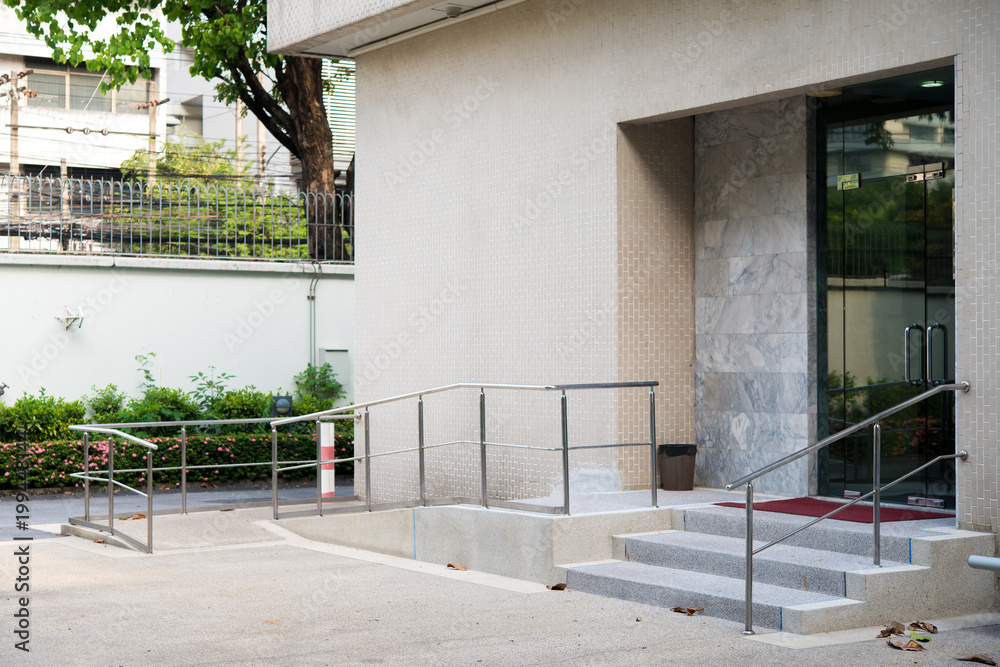 ramp way to support wheelchair disabled people infront of the office ...