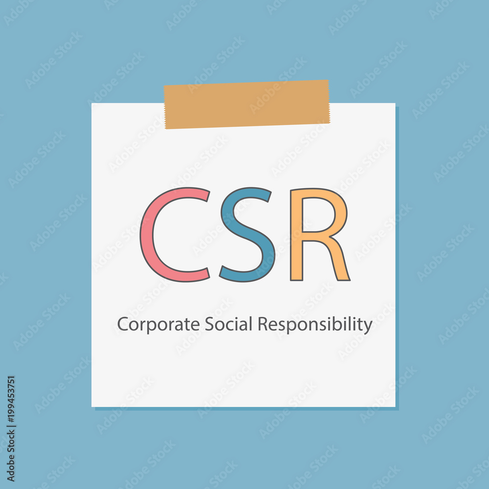 CSR Corporate Social Responsibility written in notebook paper- vector ...