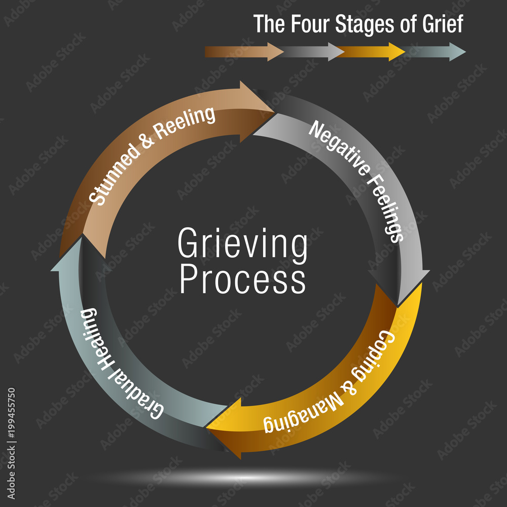 Poster The Four Stages of Grief Chart – Muurposter | Europosters