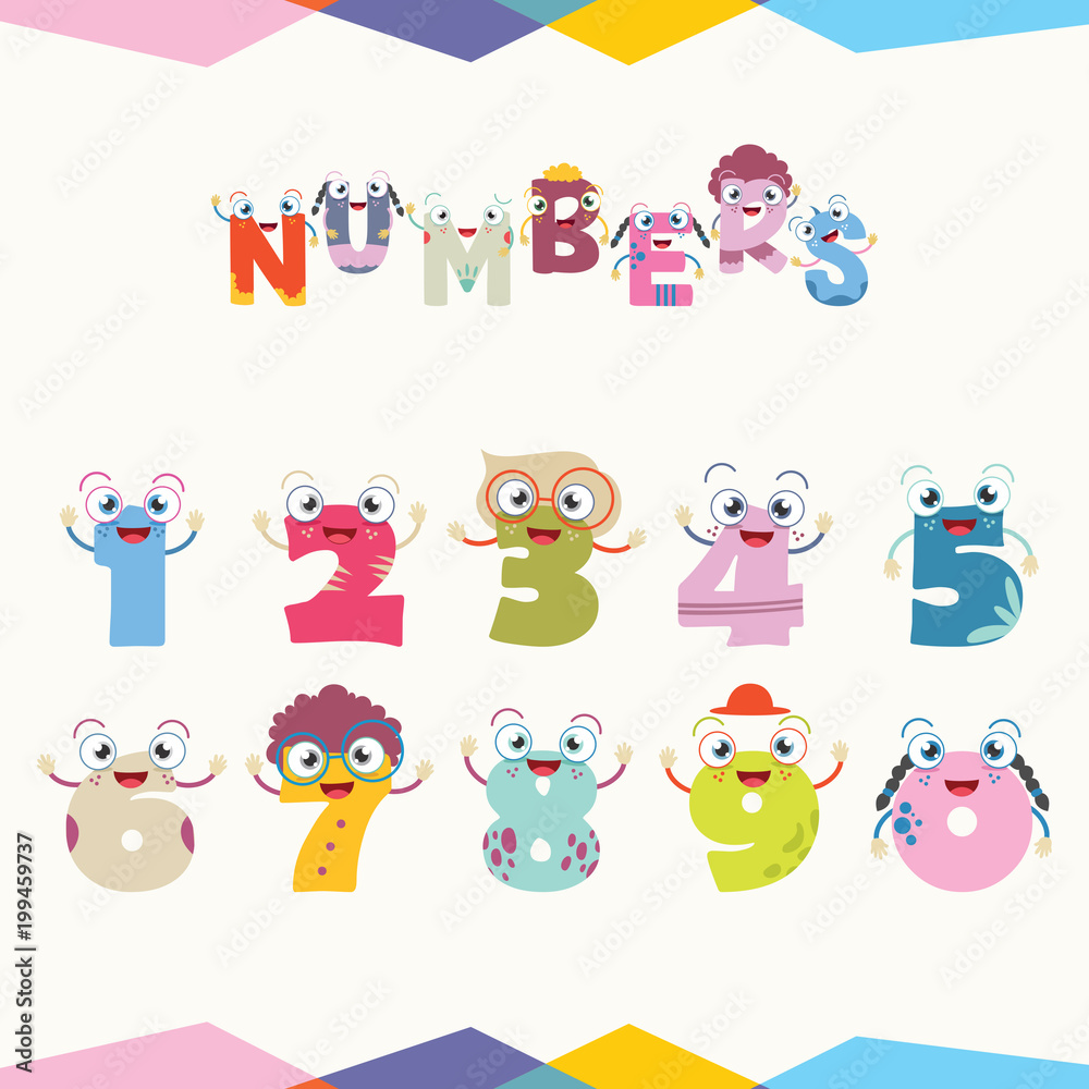 Vector Illustration Of Cartoon Numbers Stock Vector | Adobe Stock