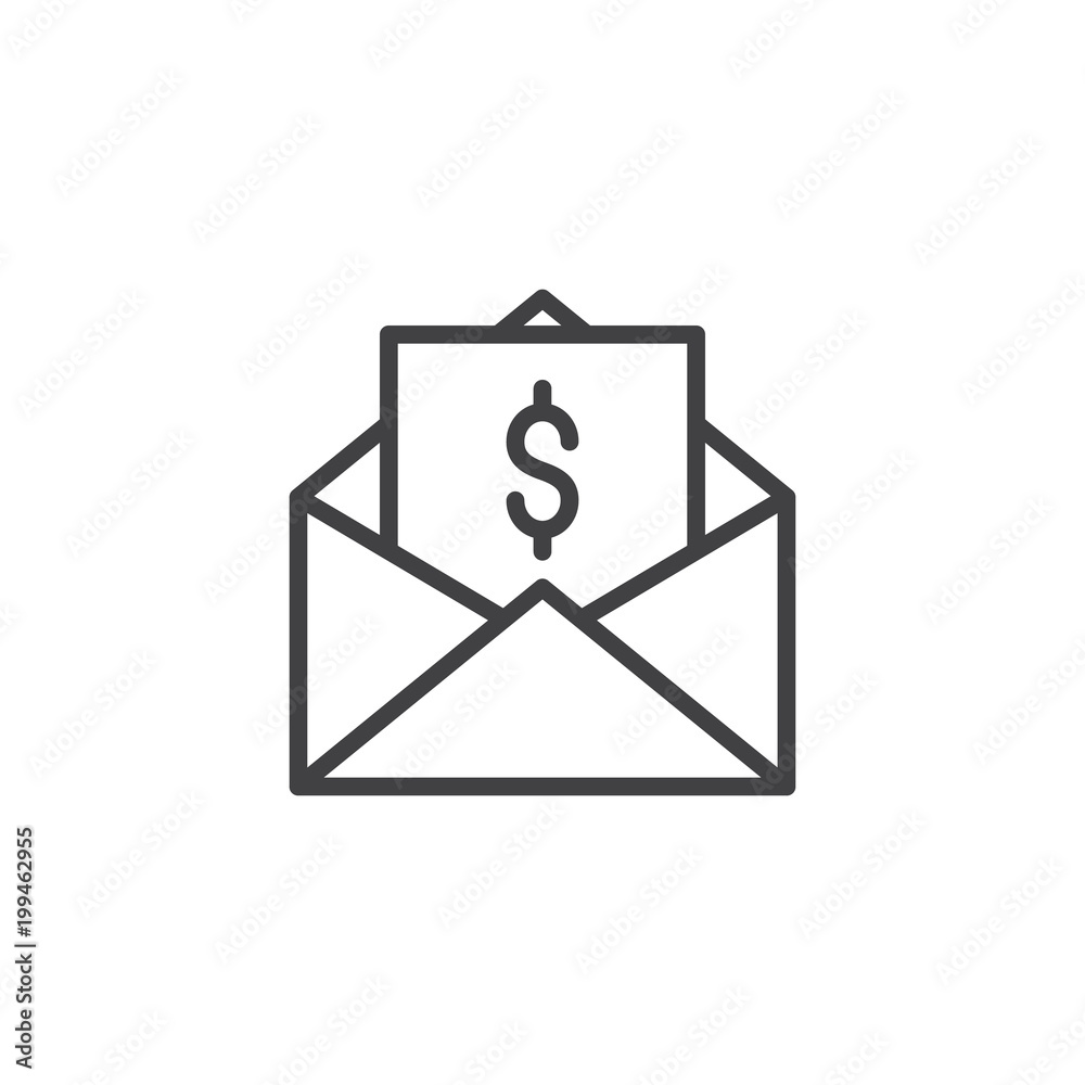 Email payment outline icon. linear style sign for mobile concept and ...