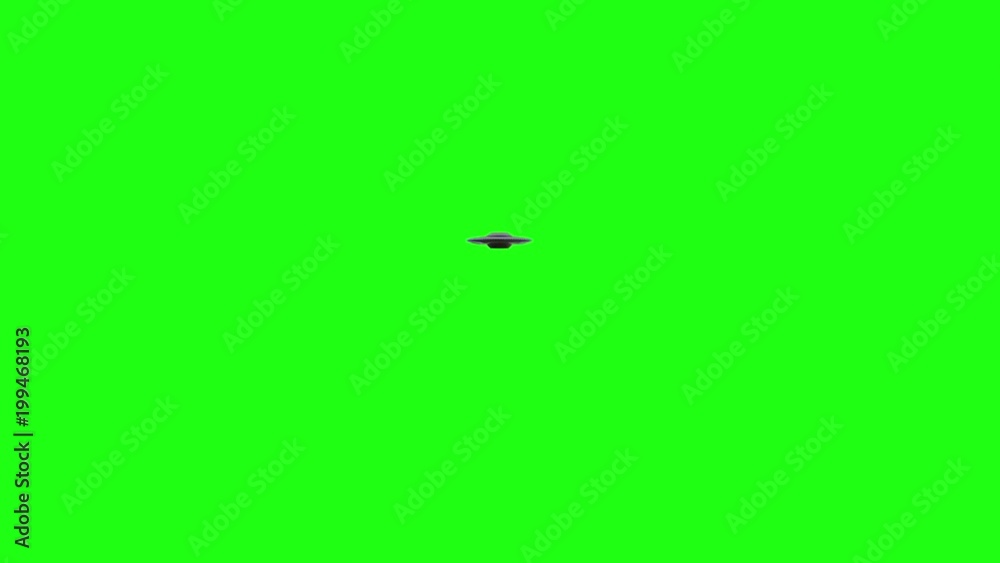 Flying Saucer UFO rotates moving over top of green screen. Moves over ...