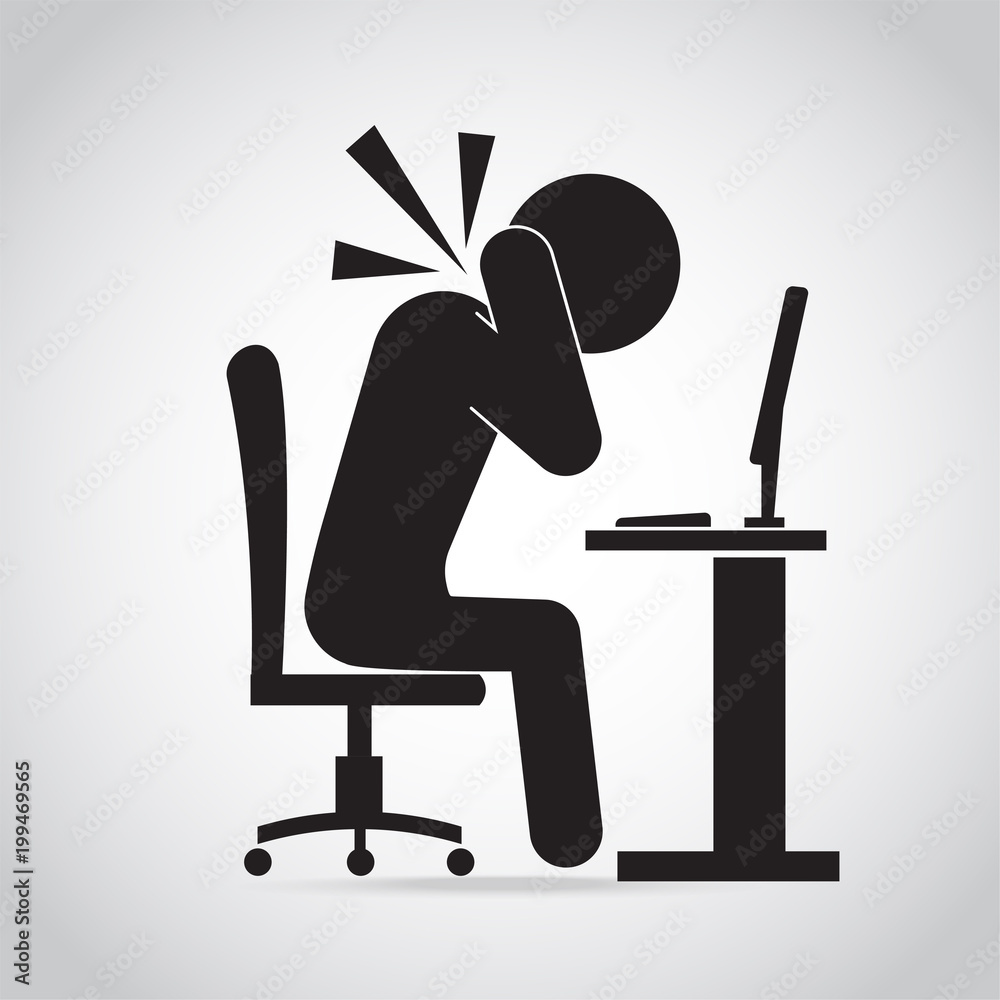 Man neck pain icon. Office syndrome icon sign illustration Stock Vector ...