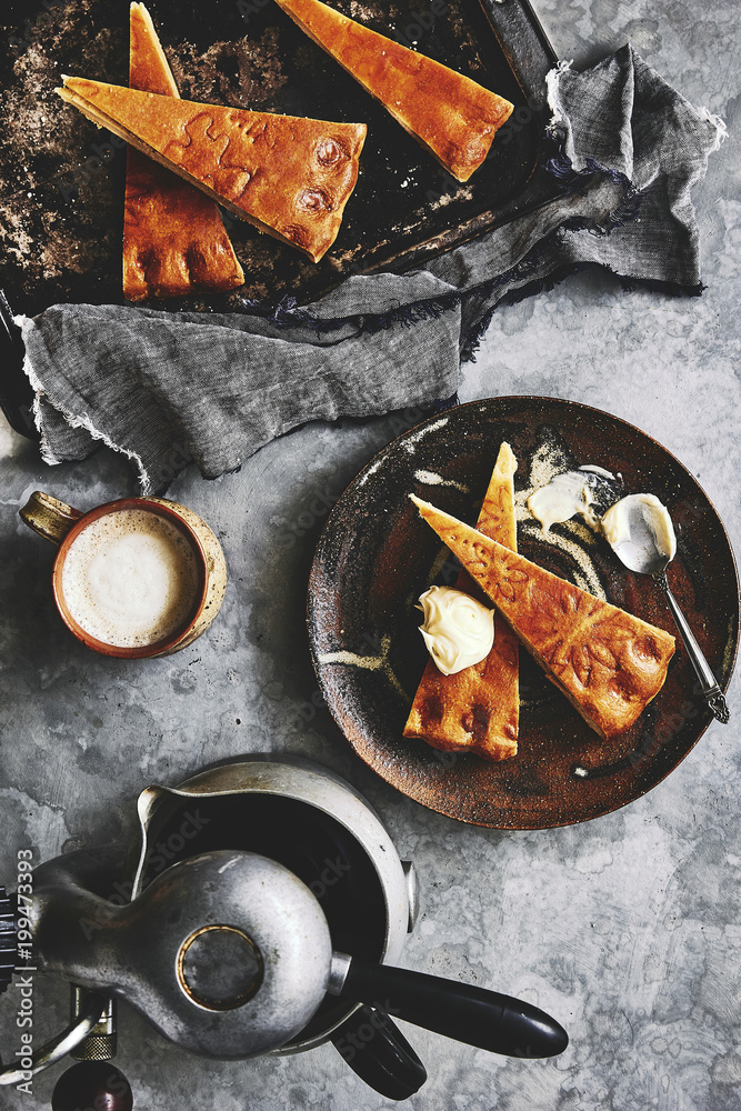 Assyrian pastry called Kada with an atomic coffee. Stock Photo | Adobe ...
