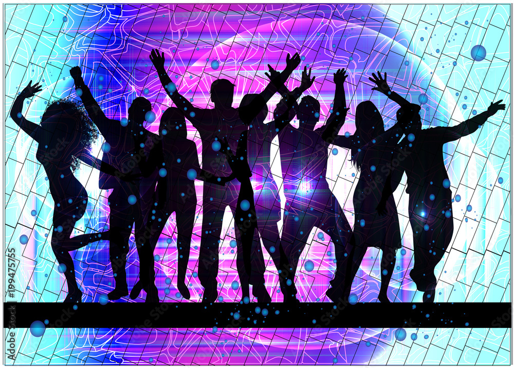 Dancing people silhouettes. Abstract background. Stock Vector | Adobe Stock