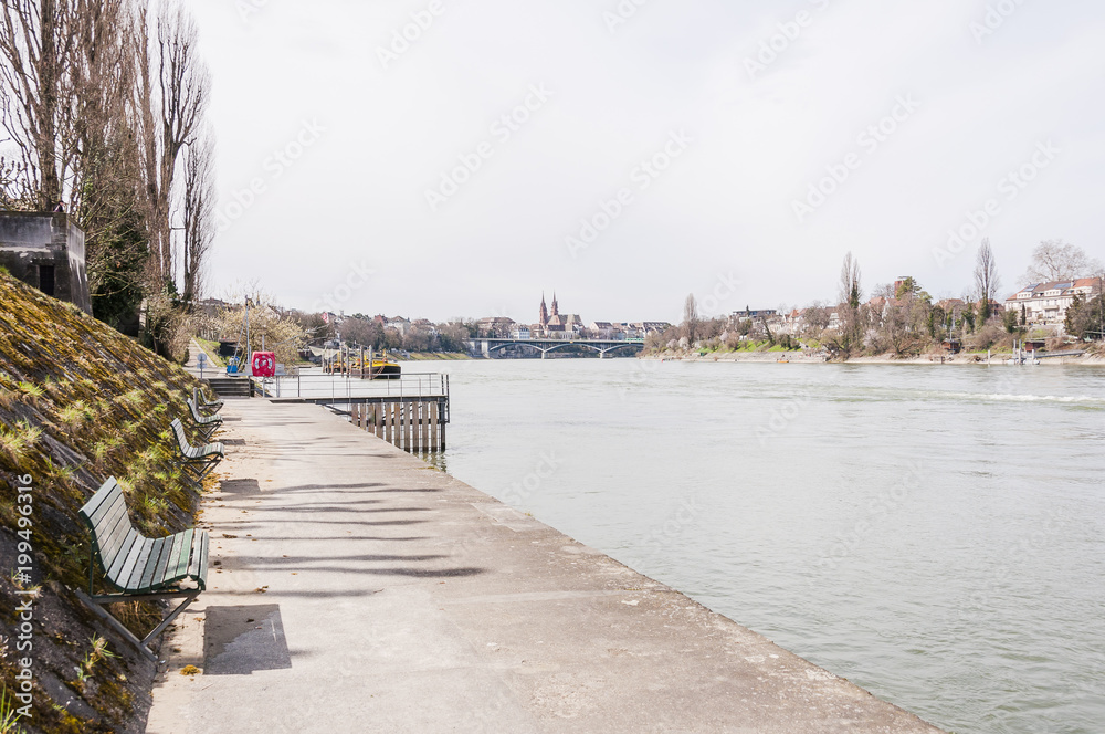 Basel, Rhein, Rheinufer, Grossbasel, Schifffahrt, Kleinbasel ...