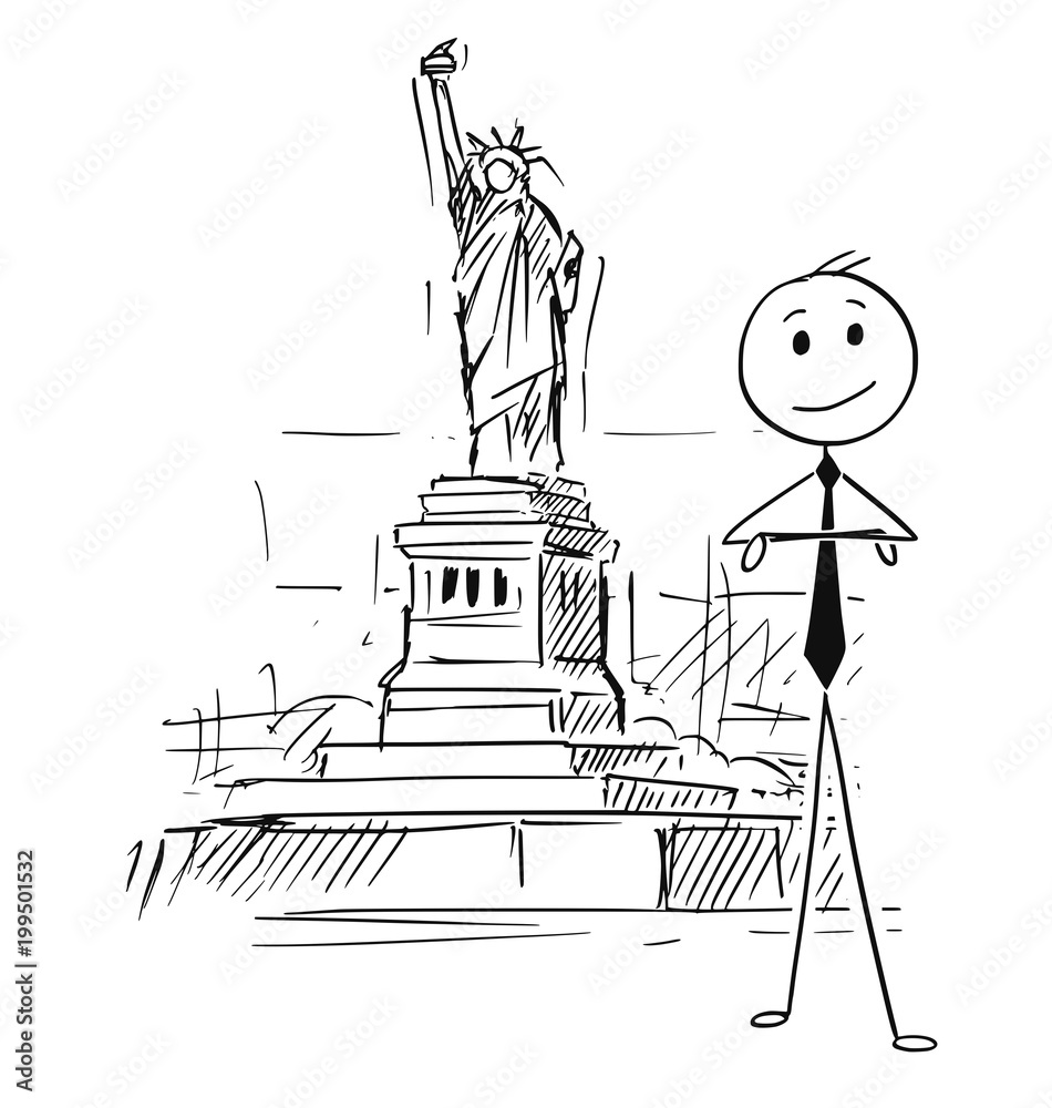 Cartoon stick man drawing conceptual illustration of businessman ...