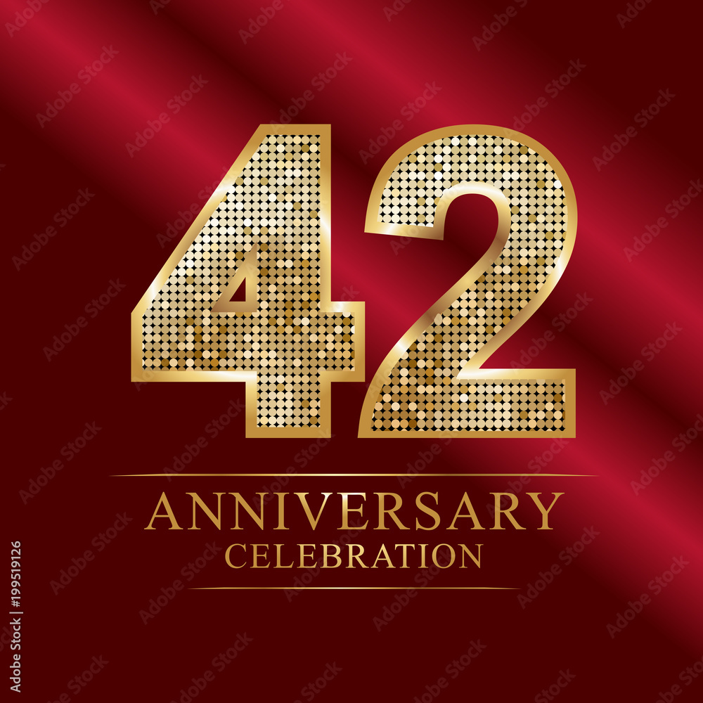 Golden shiny mosaic in disco ball style. 42nd anniversary logo. Vector ...