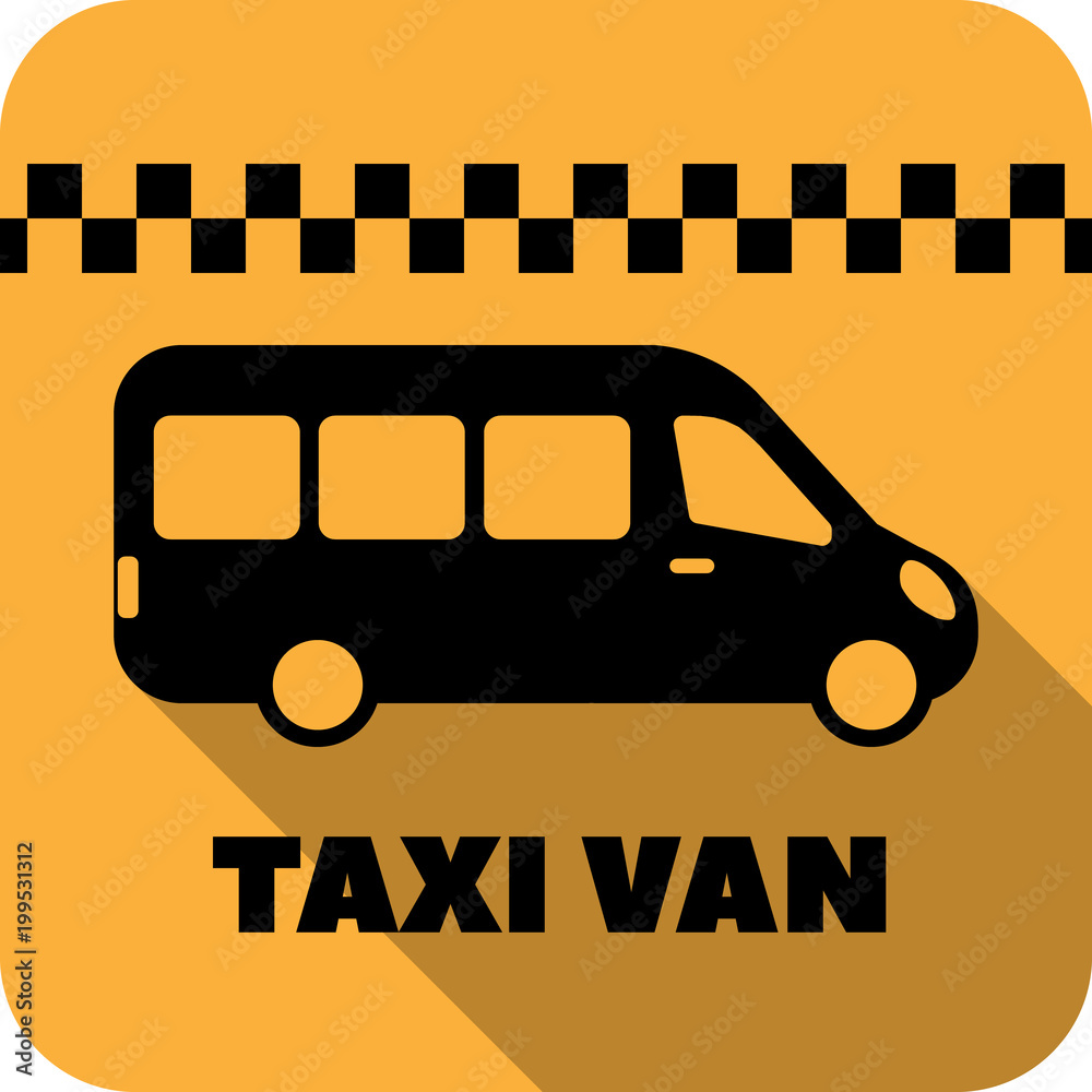 Taxi van vector flat icon for apps and websites. Bus on yellow ...