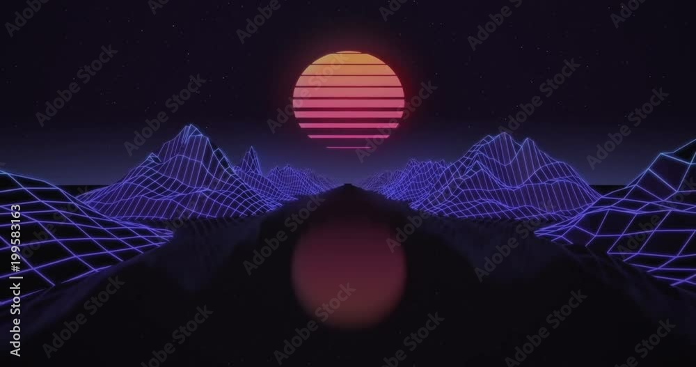 Vidéo Stock Retro futuristic motion graphics. Digital landscape moving ...