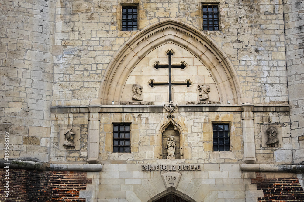 View of famous Porte de la Craffe Old Town of Nancy. Porte de la Graffe ...