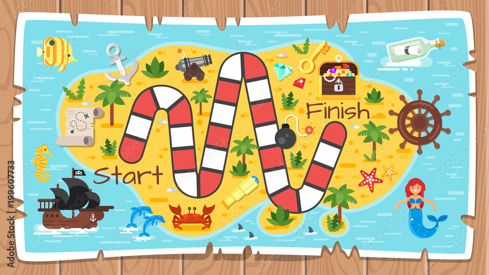 kids pirate board game template Stock Vector | Adobe Stock
