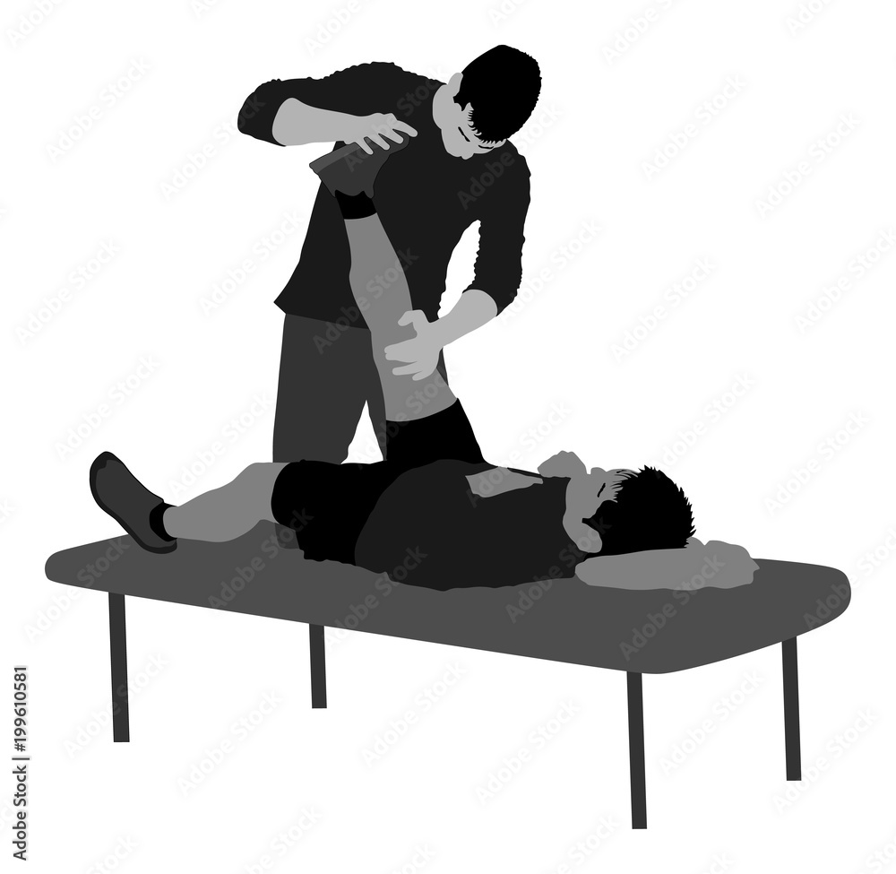 Physiotherapist and patient exercising in rehabilitation center, vector ...