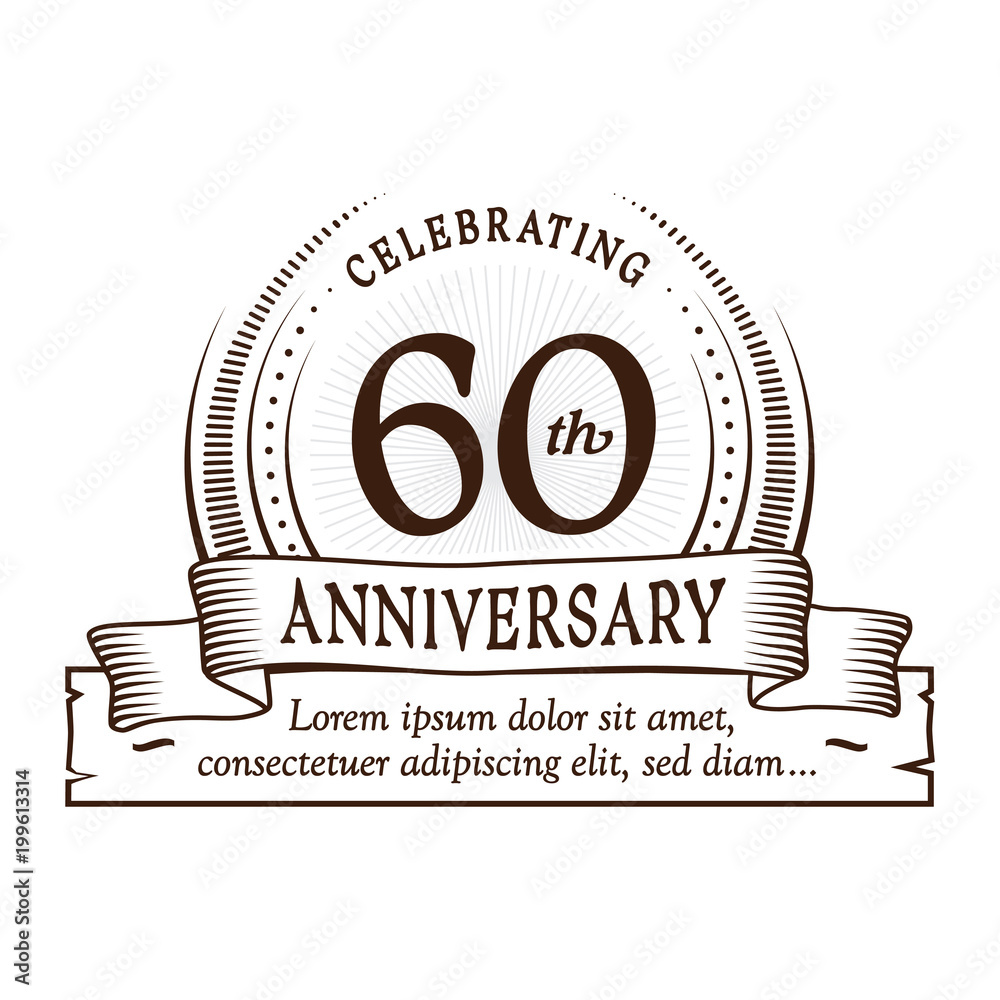 60th anniversary design template. Vector and illustration. Stock Vector ...