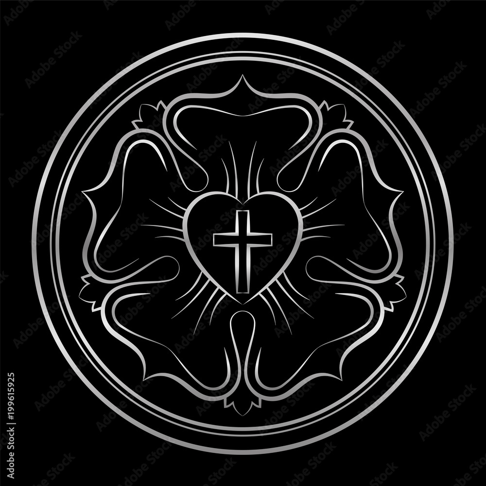 Luther rose symbol of Lutheranism and protestants, consisting of a ...