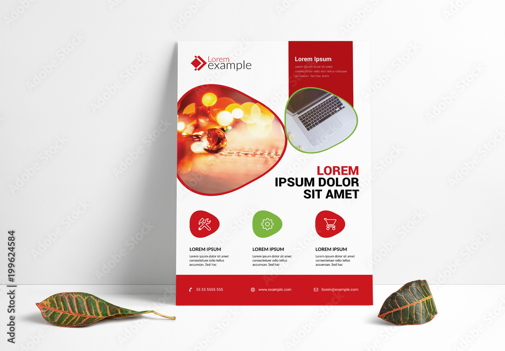 Flyer Layout with Red Footer Stock Template | Adobe Stock