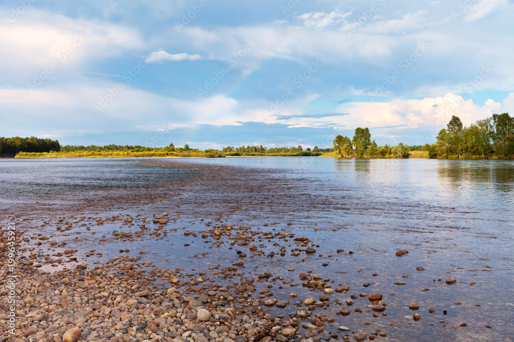 Rifts on the Siberian river of Kitoy, the tributary of the Angara River ...