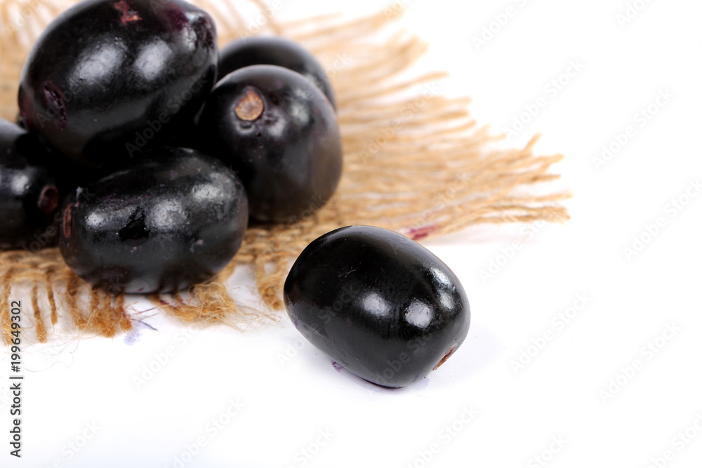 Jambolan plum or jambhul or jamun fruit, Java plum (Syzygium cumini ...